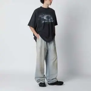 Balenciaga Faded Crayon Loop Oversize T-shirt - Black