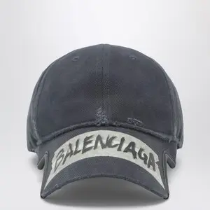 Balenciaga Washed-effect Masking Tape Cap - Black