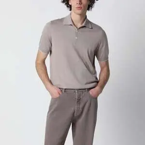 Brunello Cucinelli Light Cotton Knit Polo Shirt - Brown