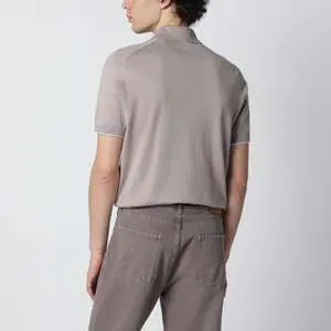 Brunello Cucinelli Light Cotton Knit Polo Shirt - Brown