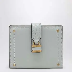Chloé Paddington Square Wallet In Aqua Blue Leather Grey