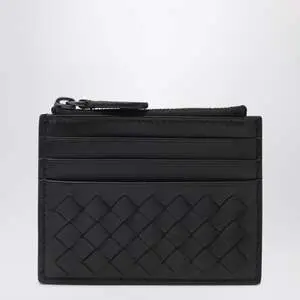 Bottega Veneta Intrecciato Zip Card Holder - Black