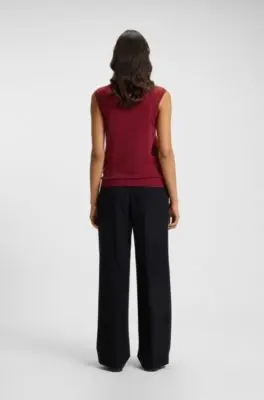 BOSS Sleeveless Mock-neck Sweater In Fine Knit Merino Wool