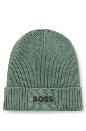 BOSS Logo-detail Beanie Hat - Light Green