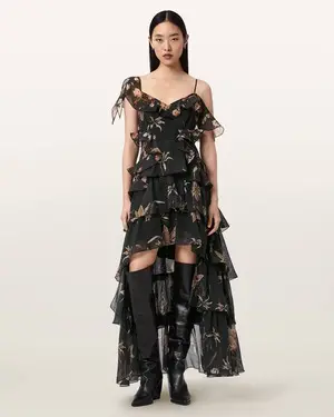 ALLSAINTS Sienna Ruffle Maxi Dress