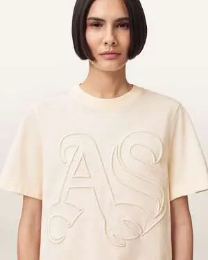 ALLSAINTS Lisa Embossed T-shirt - Pebble White