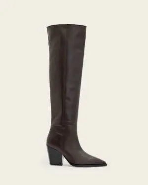ALLSAINTS Reina Leather Zip Boots - Brown