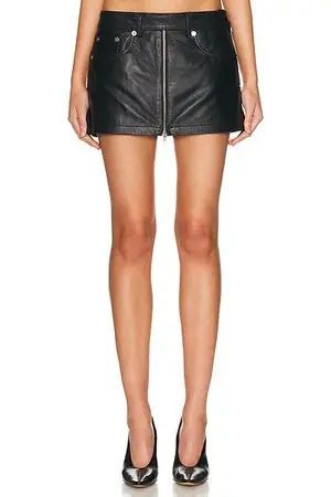 R13 Front Zip Leather Skort