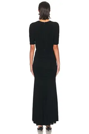 Tove Yana Ruched V-neck Gown - Black