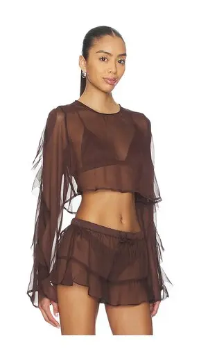 SHANI SHEMER X Thoma Cropped Shirt - Espresso