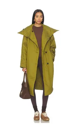 Varley Annalise Reversible Wrap Coat - Bright Moss