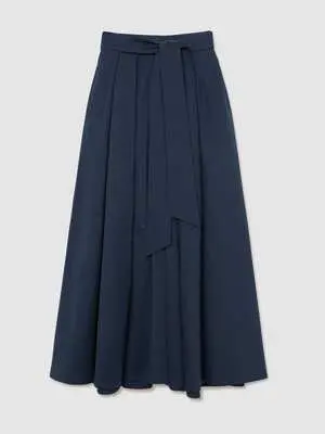 REISS Simone Cotton-blend Pleated Maxi Skirt
