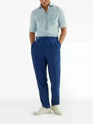 Brunello Cucinelli Pleated Waist-tab Trousers - Blue