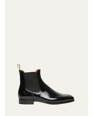 Santoni Leather Chelsea Boots - Black