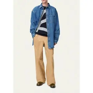 Loewe Anagram-sleeve Denim Overshirt - Medium Blue Denim