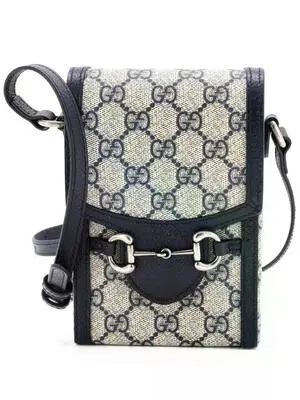 Gucci Horsebit 1955 Gg Coated Canvas Mini Bag - Blue