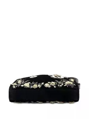 Dior Lady D-joy Embroidered Velvet Medium Shoulder Bag - Black