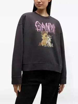GANNI Graphic-print Sweatshirt - Grey