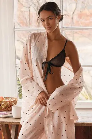 PAPINELLE Hearts Cotton Gathered Pajama Set - Blush Pink