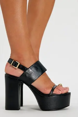 Black Chunky Heel Sandals For Women