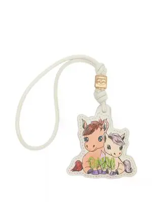 GANNI Horse-print Keyring - White