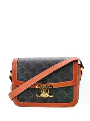 Celine Triomphe Coated Canvas Medium Shoulder Bag - Brown