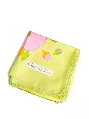 Dior 1970s Floral Silk Scarf - Green