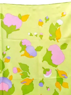 Dior 1970s Floral Silk Scarf - Green