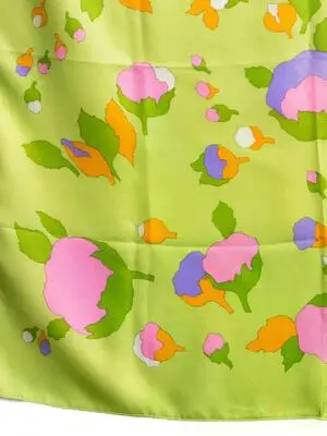 Dior 1970s Floral Silk Scarf - Green
