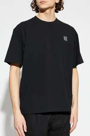 Stone Island T-shirt With Logo Patch - Black