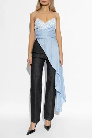 Moschino Asymmetrical Satin Top - Light Blue