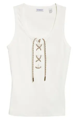 Burberry Cleo Lace-up Rib Tank - Chalk