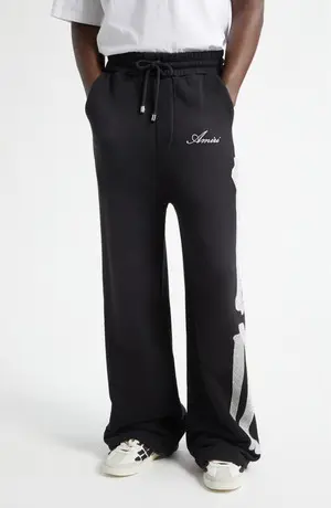 Amiri Bones Oversize Wide Leg Cotton Sweatpants - Black