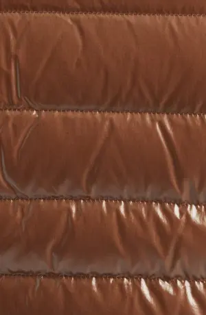 Moncler Papillon Crop Lacquered Nylon Puffer Jacket - Brown