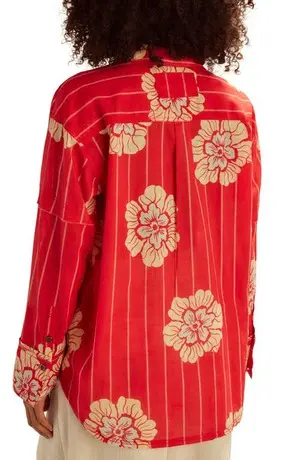Free People Hidden Flower Button-up Shirt - Cherry Combo