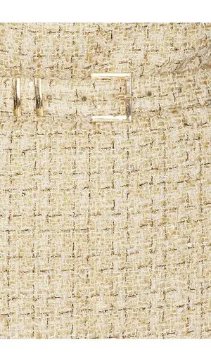 Retrofete Concetta Tweed Romper With Faux Fur Trim