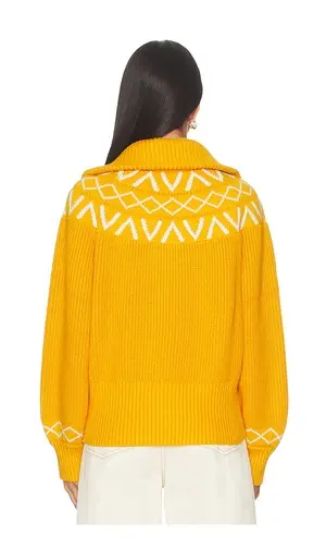 Varley Sigrid Fairisle Half Zip Knit Sweater - Yellow