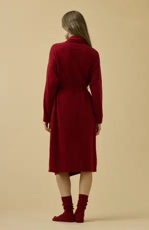KIP Pure Cashmere Long Robe - Crimson