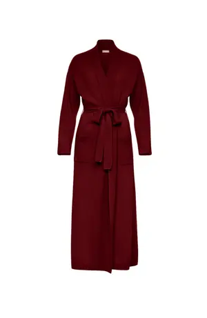 KIP Pure Cashmere Long Robe - Crimson