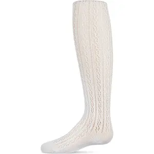 MEMOI Pelerine Stitch Cotton Blend Tights - Winter White