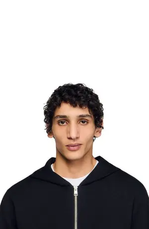 Sandro Oversized Zip-up Sweatshirt - Black