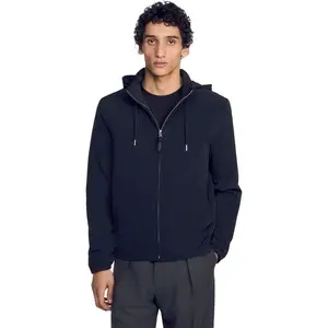 Sandro Technical Fabric Hooded Zip-up Jacket - Black
