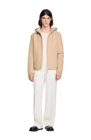 Sandro Hooded Zip-up Jacket - Sand