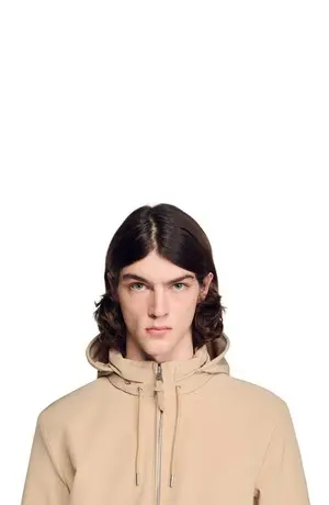 Sandro Hooded Zip-up Jacket - Sand
