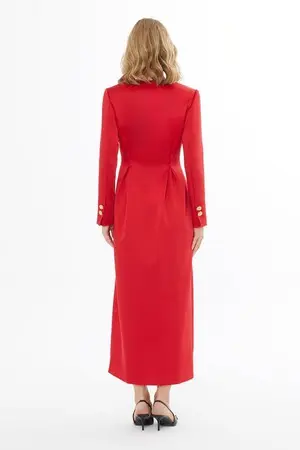 GIZIA Button Detail V-neck Maxi Dress