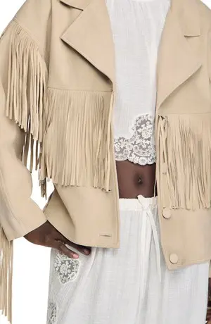 Sandro Fringed Suede Jacket