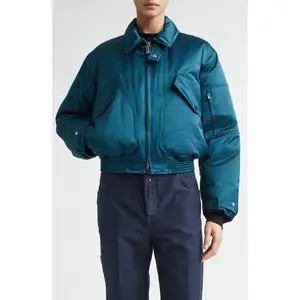 Victoria Beckham Down Sateen Bomber Jacket - Dark Teal