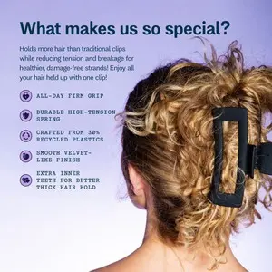 GIMME BEAUTY Xl Rectangle Claw Clip For Thick Hair - Black