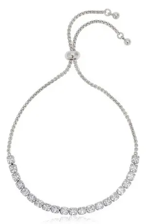 Ettika Adjustable Cubic Zirconia Tennis Bracelet - Silver