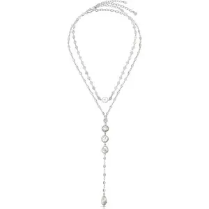 Ettika Dreamin Genuine Freshwater Pearl Layered Y-necklace Set - Silver